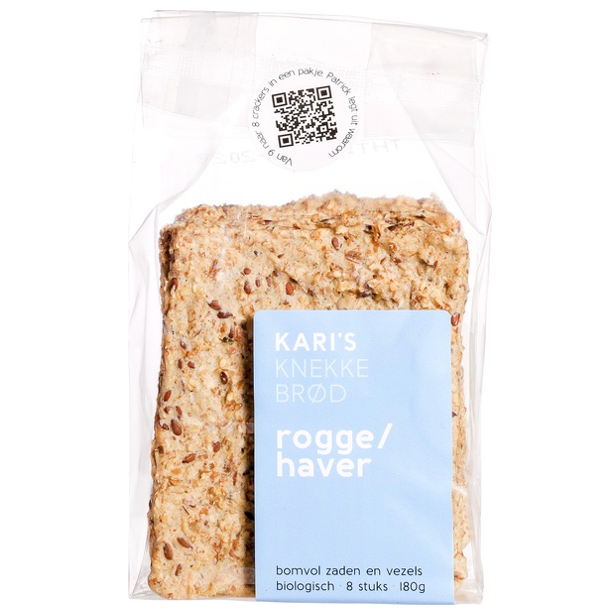 Knekkebrød rogge/haver - Kari's Crackers - 180 g - De Bosmantel